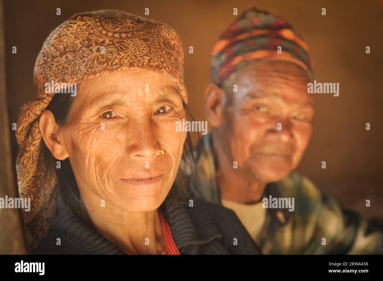 Beni, Nepal, circa May 2012: Native woman with headcloth and piercing ...