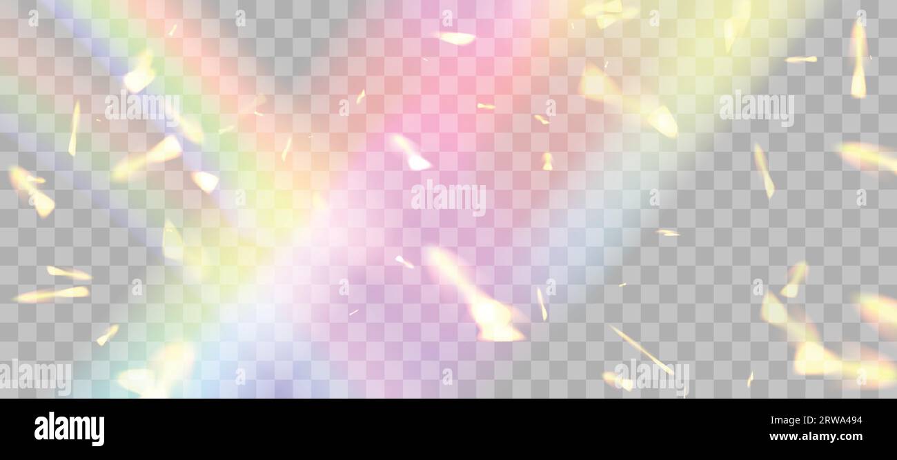 Blurred rainbow refraction overlay effect. Light lens prism effect on ...