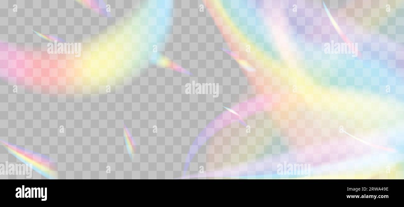Blurred rainbow refraction overlay effect. Light lens prism effect on ...