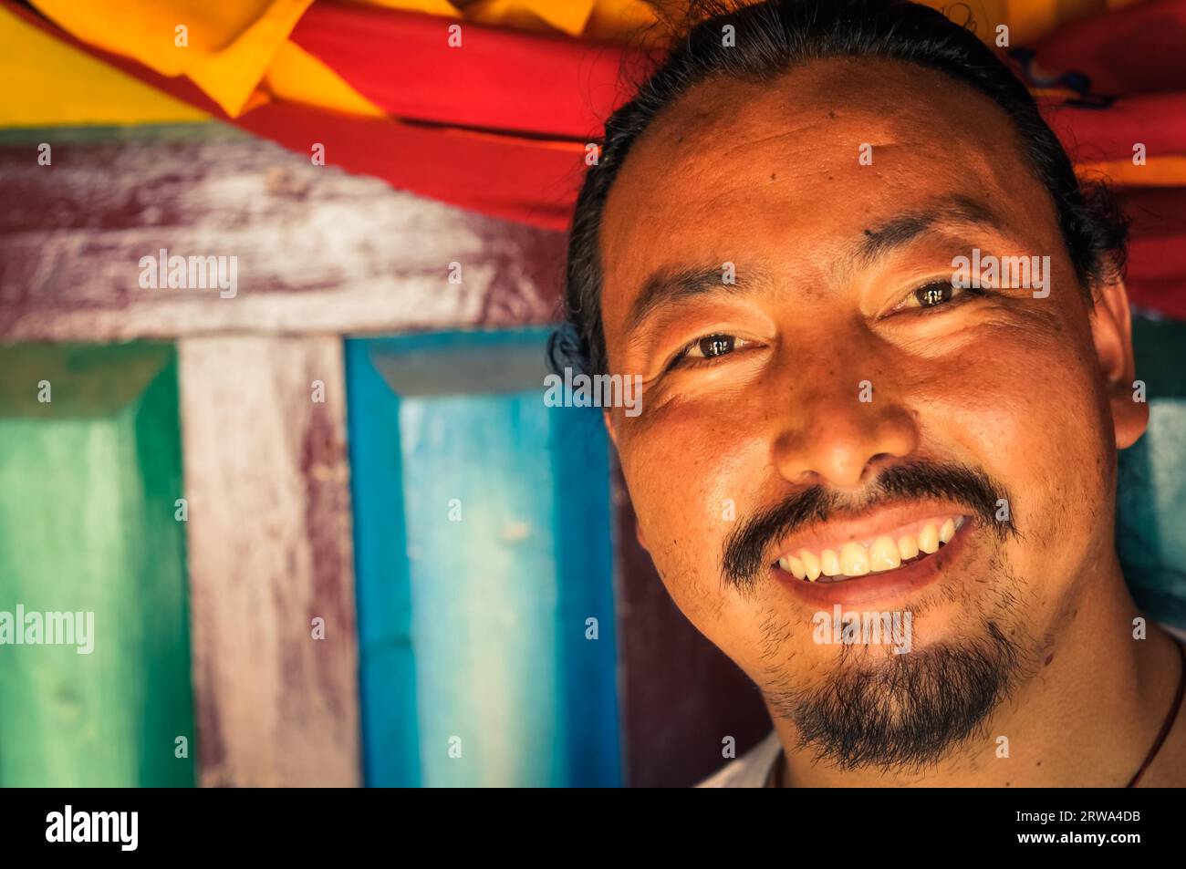 Dolpo, Nepal, circa May 2012: Native man with black moustache and beard ...