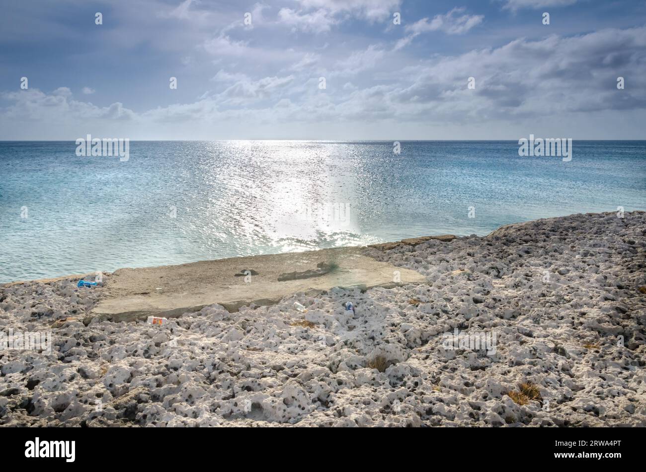 Panorama view of the image taken from Malmok Beach, Aruba, in the ...