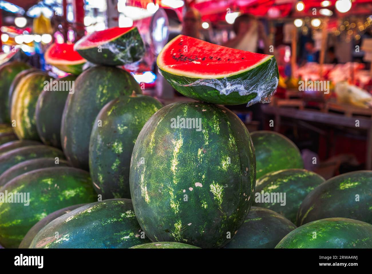 Watermelon on food market Ballaro in Palermo Sicily Stock Photo - Alamy