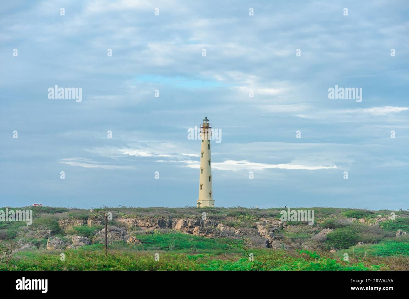 The white old California Lighthouse in Aruba desert, North of Aruba ...