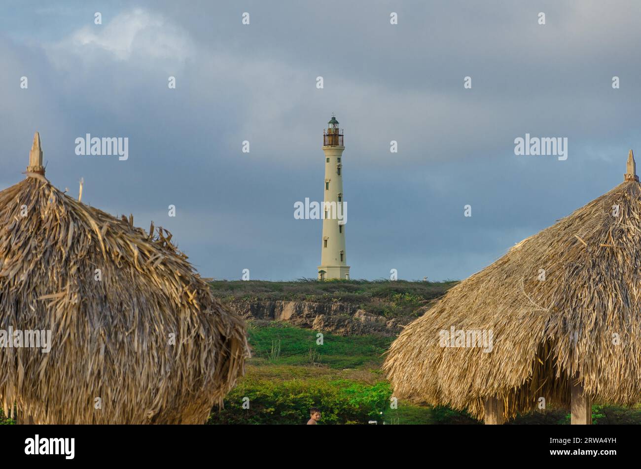 The white old California Lighthouse in Aruba desert, North of Aruba ...