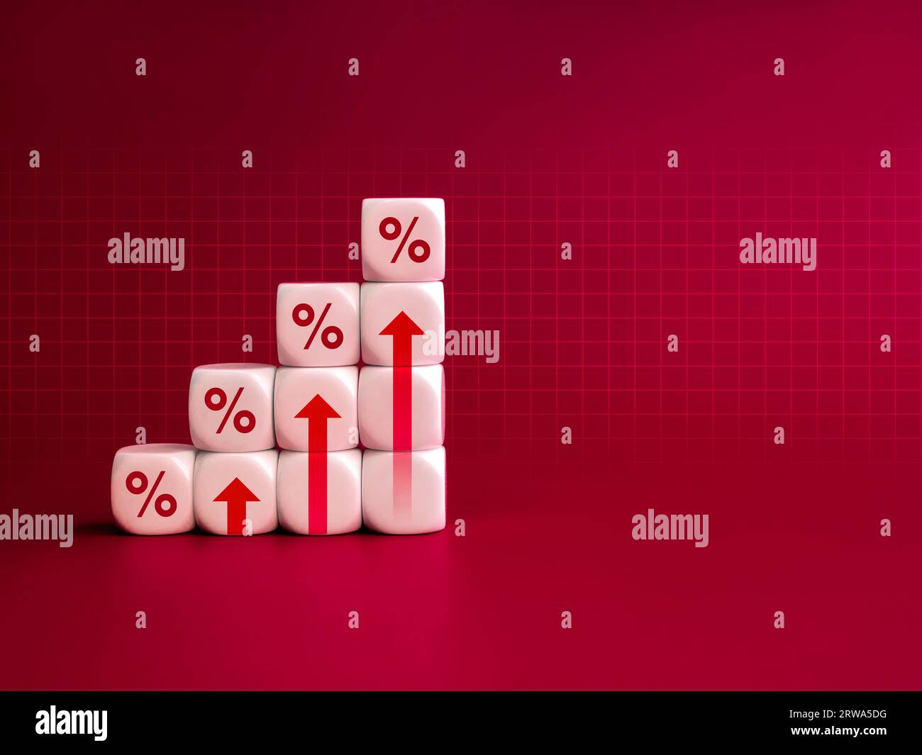 Rise up arrow on white cube blocks, bar graph chart steps with ...
