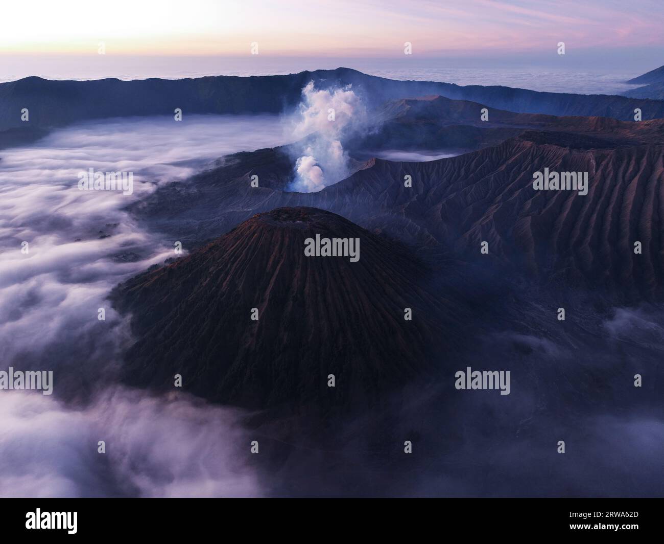 Amazing Mount Bromo volcano during sunrise from king kong viewpoint on Mountain Penanjakan in ...