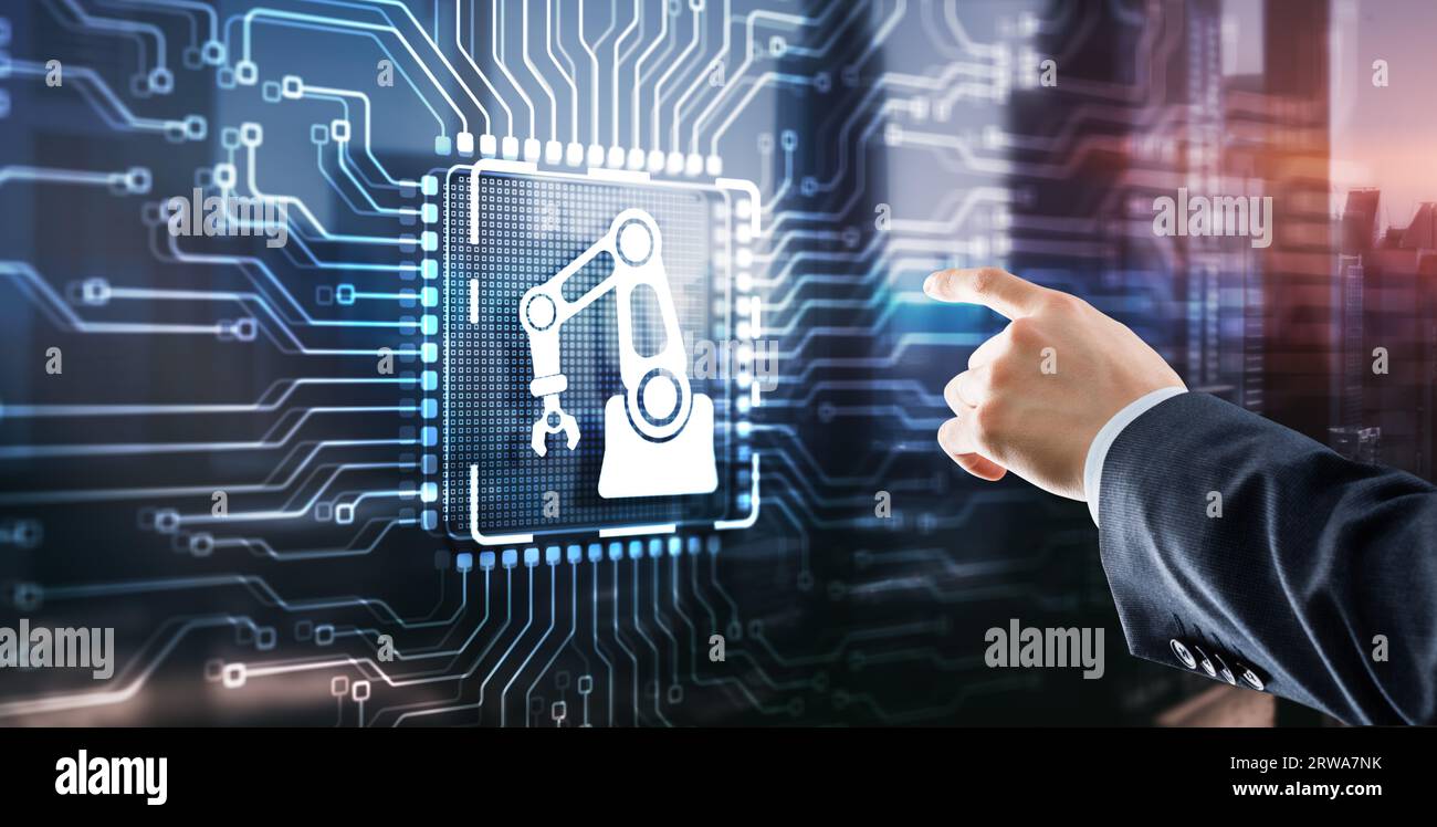 Man clicking on a virtual screen: Automation Software Innovation ...