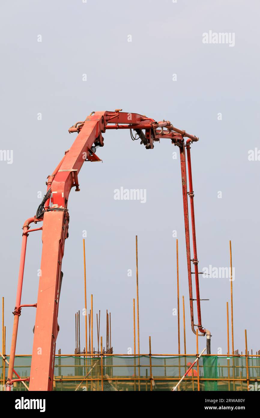 Commercial Concrete Vehicle Pipeline on Construction Site Stock Photo ...
