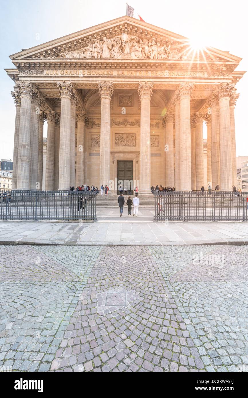 Main staircase and massive ancient columns of Pantheon in Paris, France ...