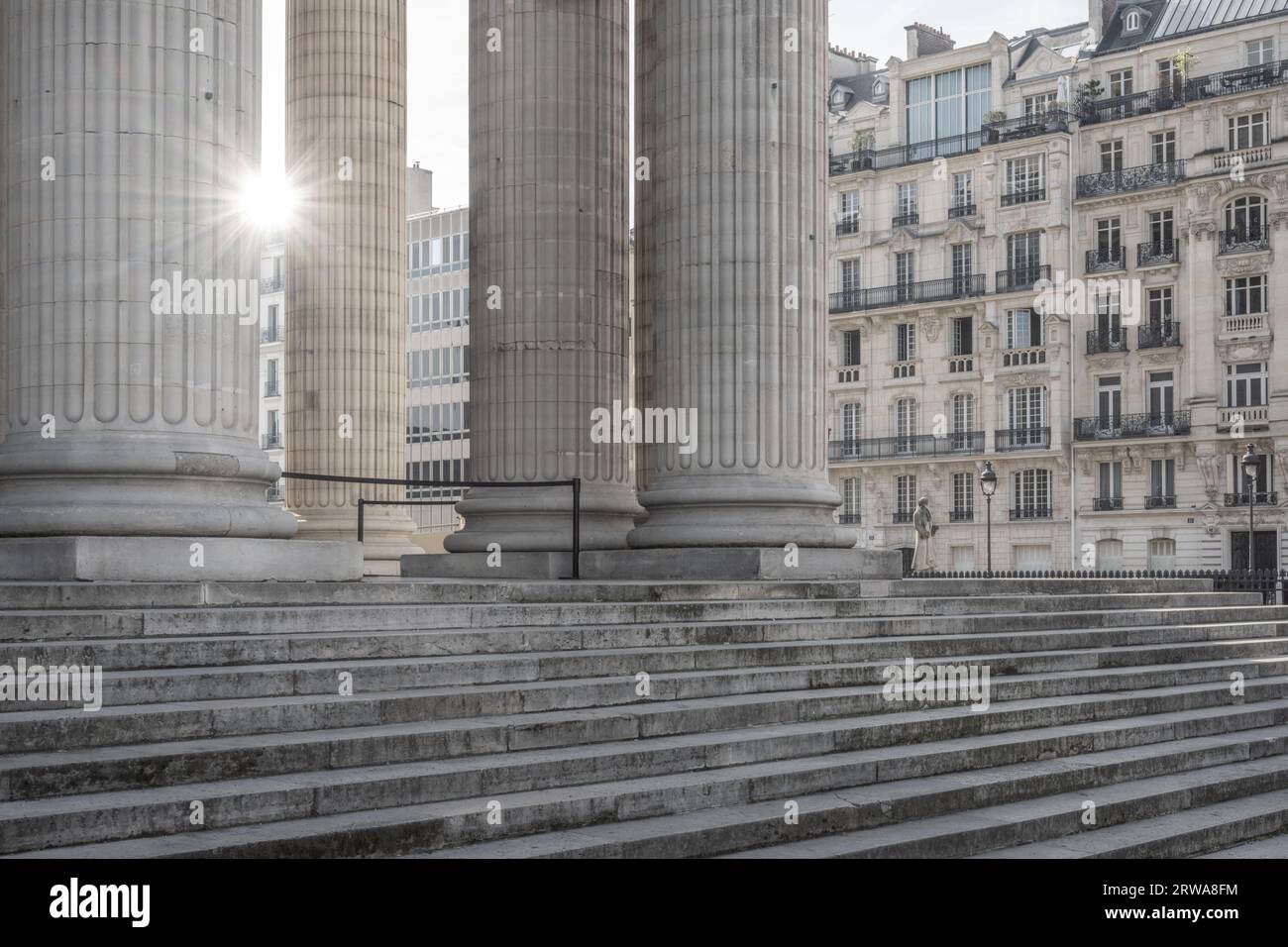 Main staircase and massive ancient columns of Pantheon in Paris, France ...