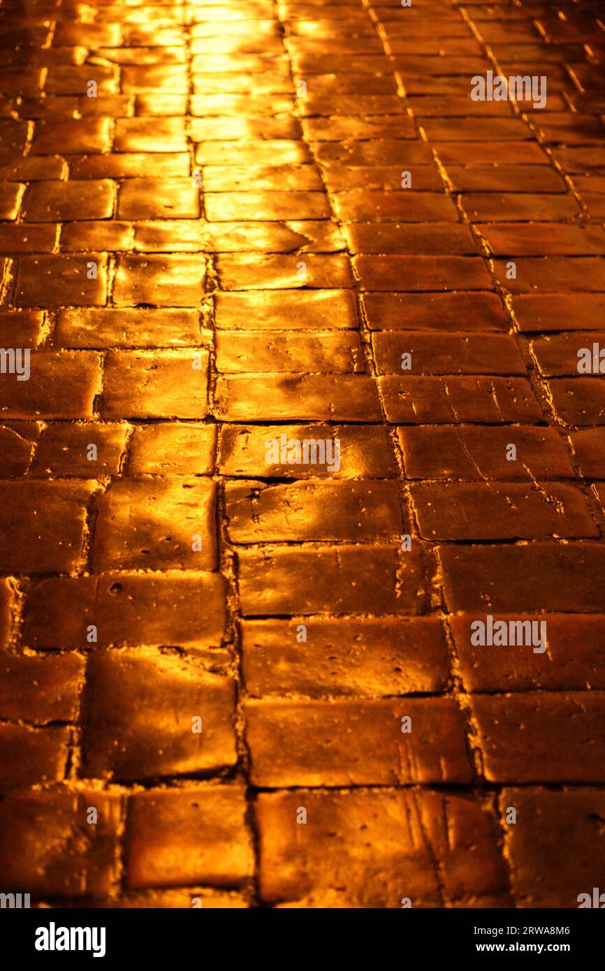 Golden tile floor Stock Photo - Alamy