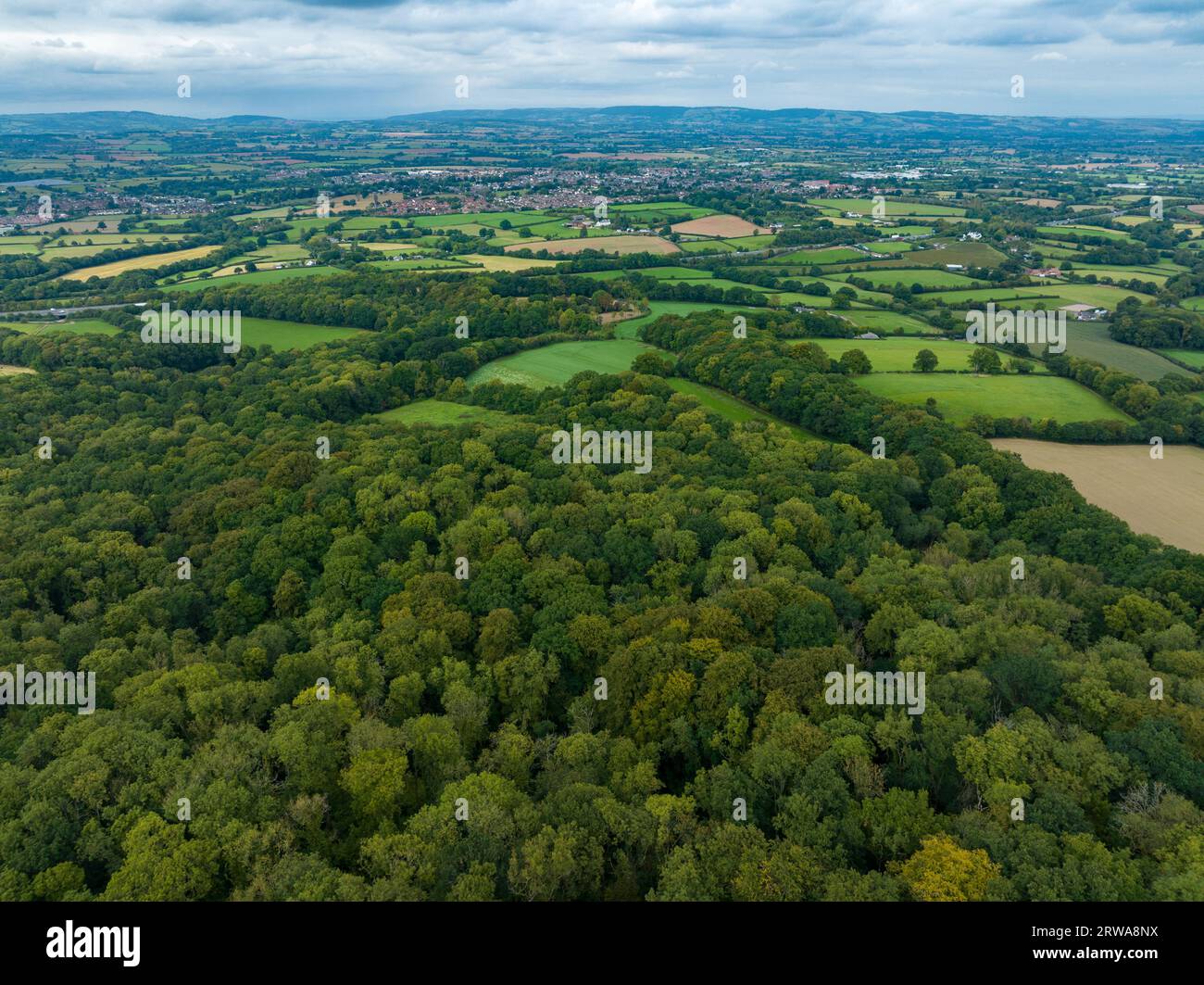 An aerial shot of the Wellington Monument in Wellington, England Stock ...