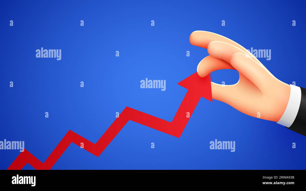 Hand helps the arrow grow. Growing business concept. Vector ...