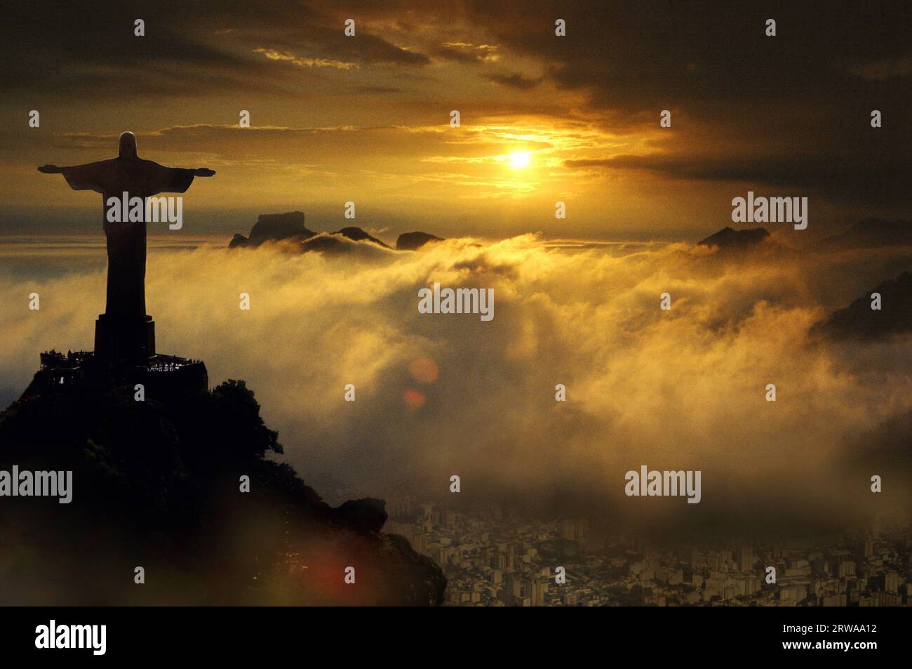 Corcovado statue from helicopter Stock Photo - Alamy