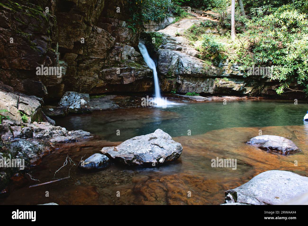 Beautiful waterfall at the Blue Hole in Tennessee Stock Photo - Alamy