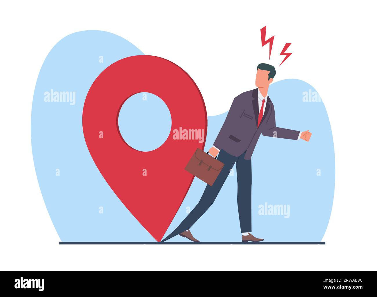 Businessman, manager, or employee chained to place, office work, job ...