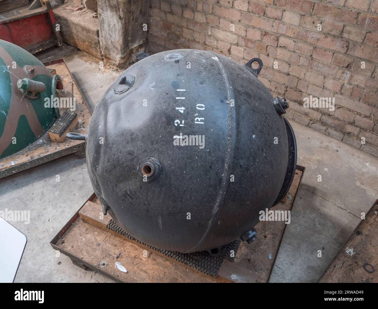 A Mk XIX ship laid bouyant mine, devoid of horns, in the Big Space ...