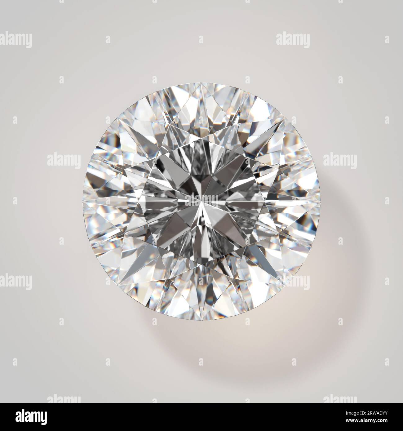 Diamond Top view with Caustic isolated on white background, 3d ...