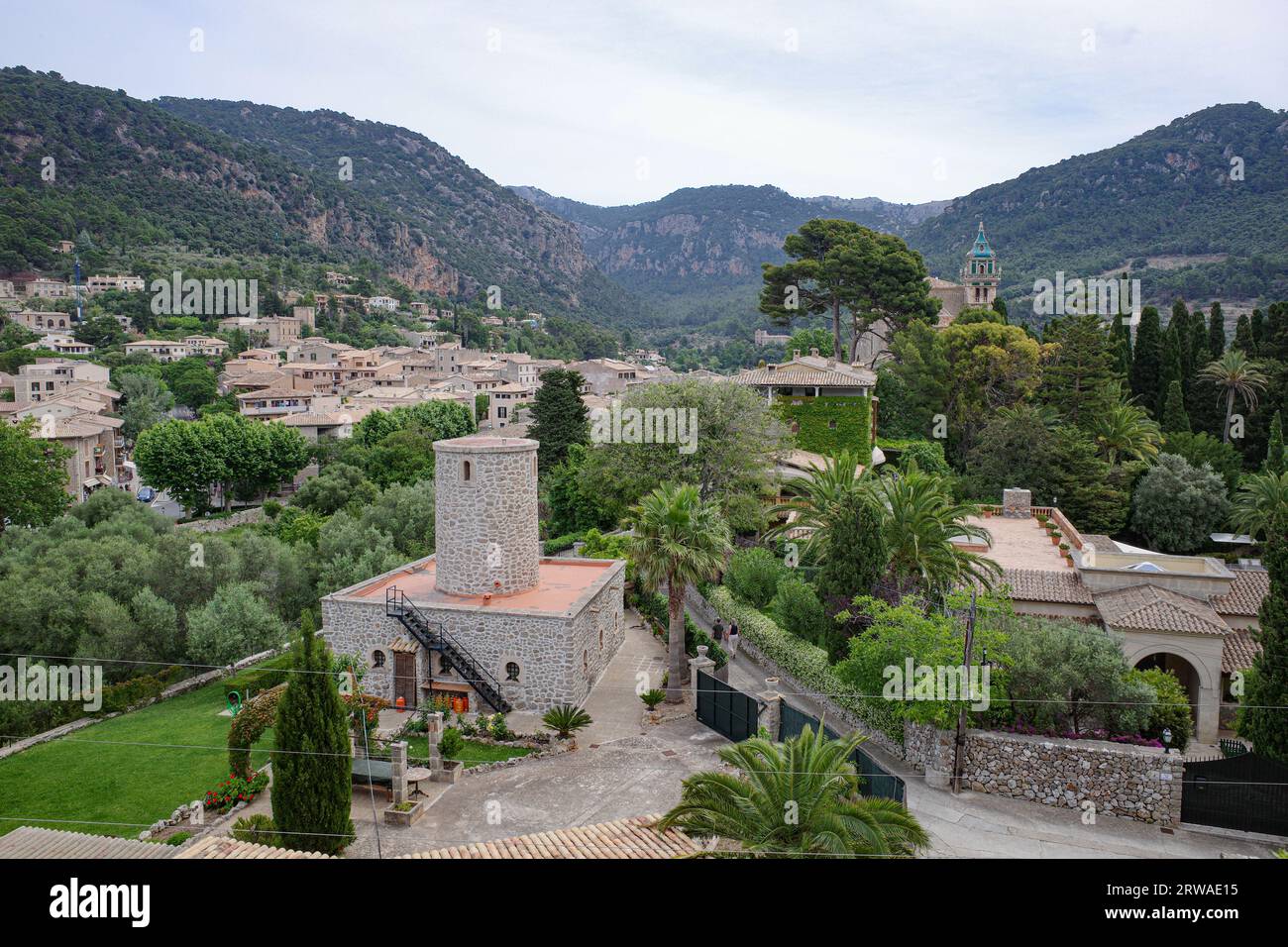 Valldemossa, Spain - 11 June, 2023: Views over the town of Valldemossa ...