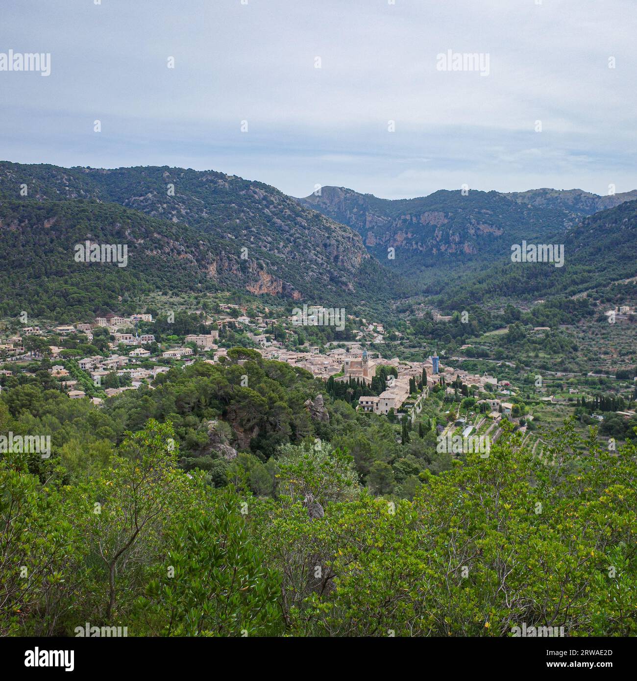 Valldemossa, Spain - 11 June, 2023: Views over the town of Valldemossa ...