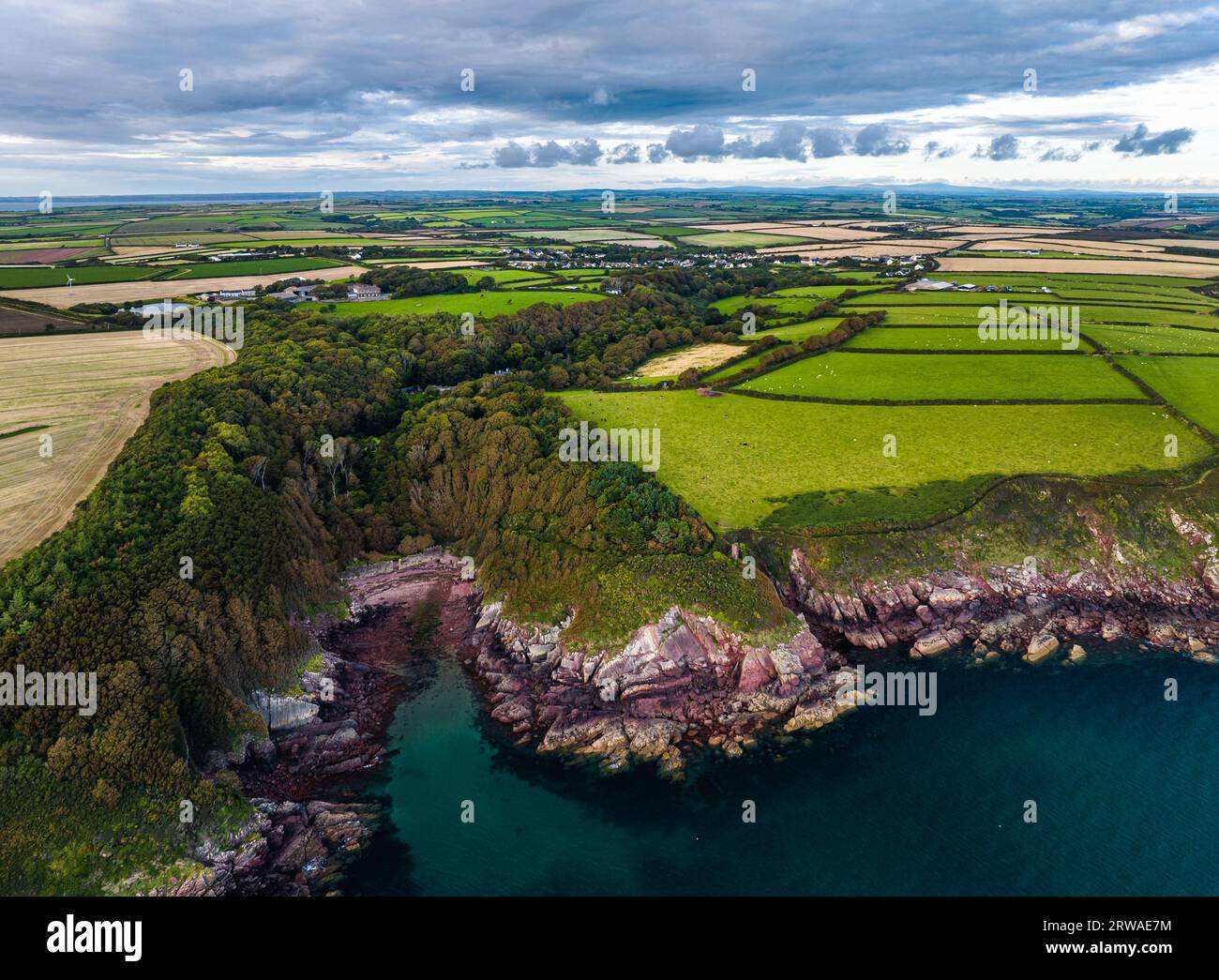 Sunset over Fields and Farms from a drone, Monk Haven Beach ...