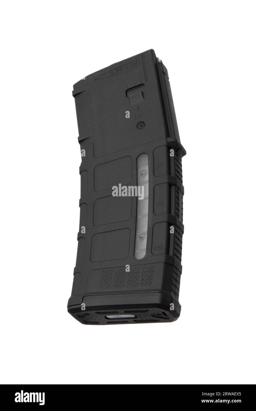 Clip for a rifle or carbine. Ammunition for weapons. Isolate on a white ...