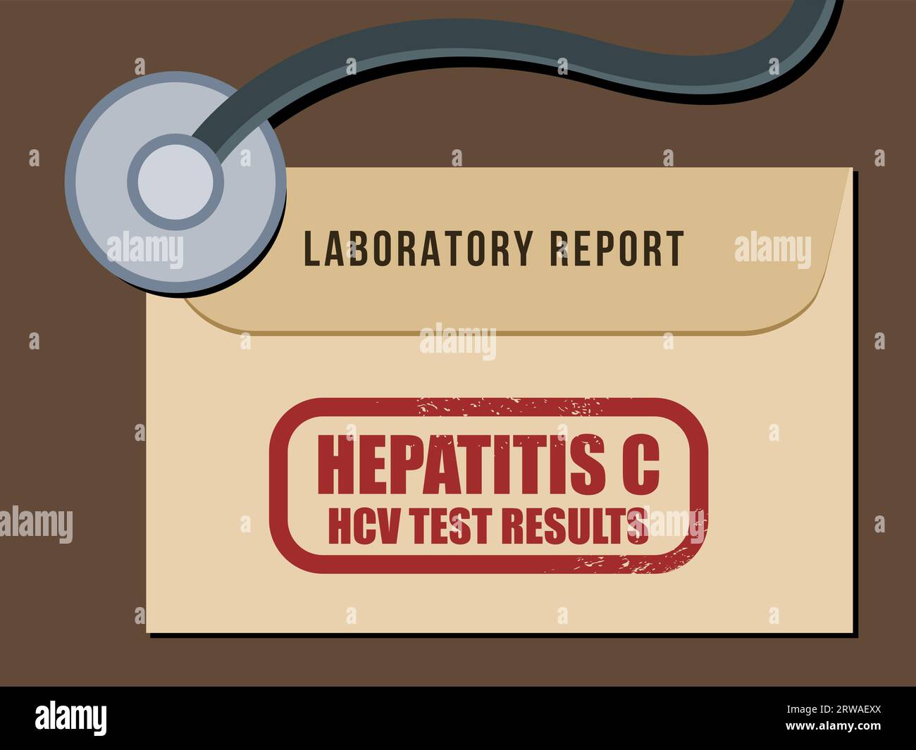 Hepatitis C (HCV) blood test results envelope. Medical laboratory ...