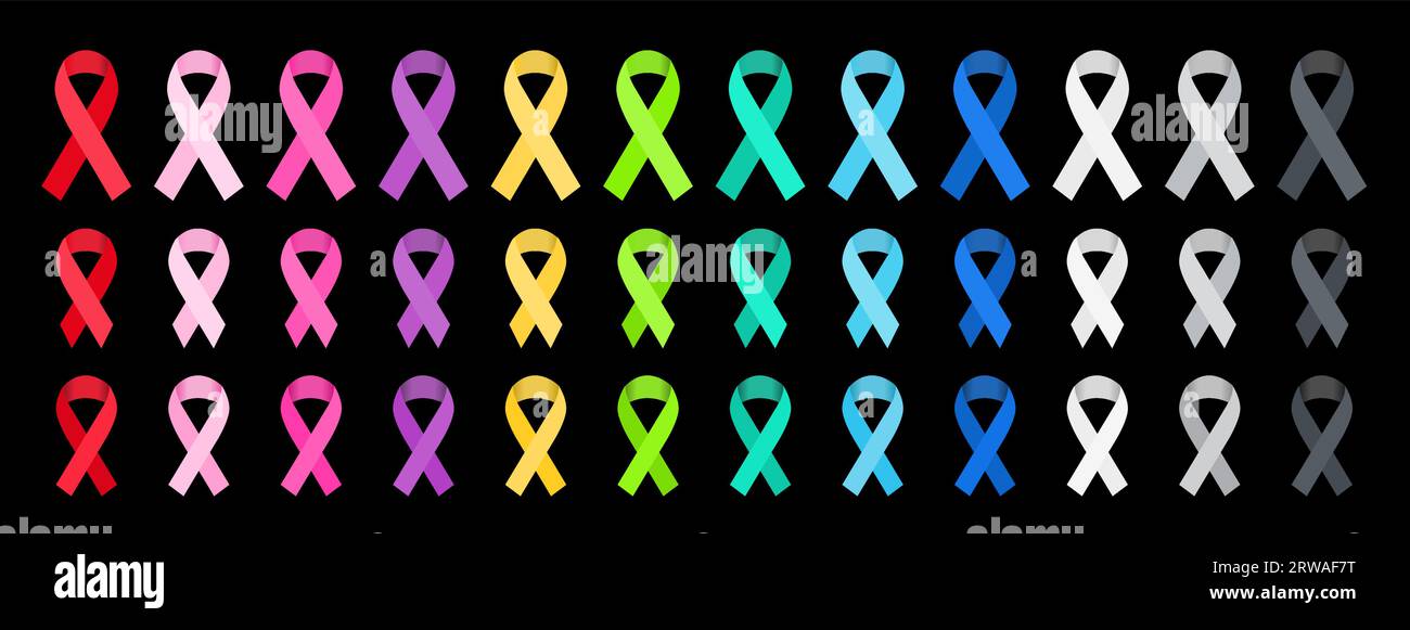 Awareness ribbon icon set. Colorful cause awareness isolated vector ... Awareness ribbon icon set. Colorful cause awareness isolated vector ...