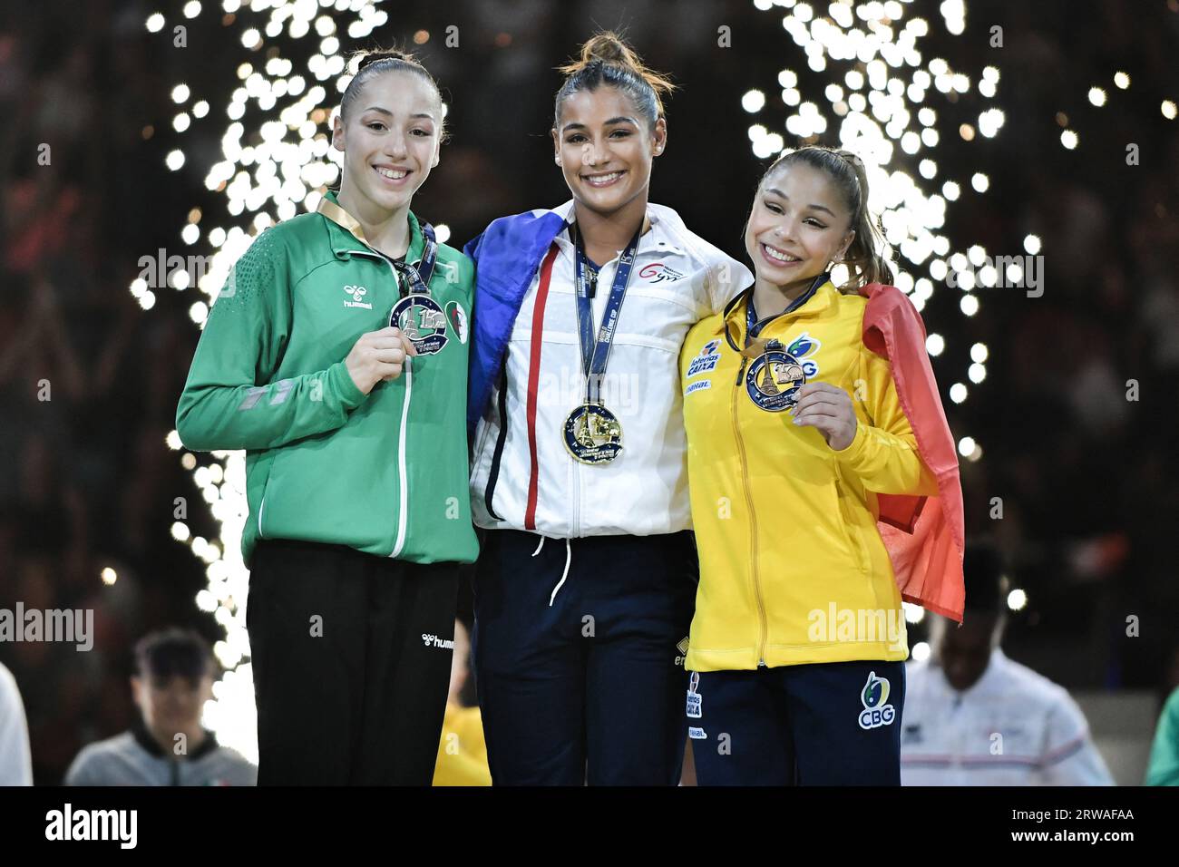 Paris, France. 17th Sep, 2023. Golden medalist France's Marine Boyer (C ...