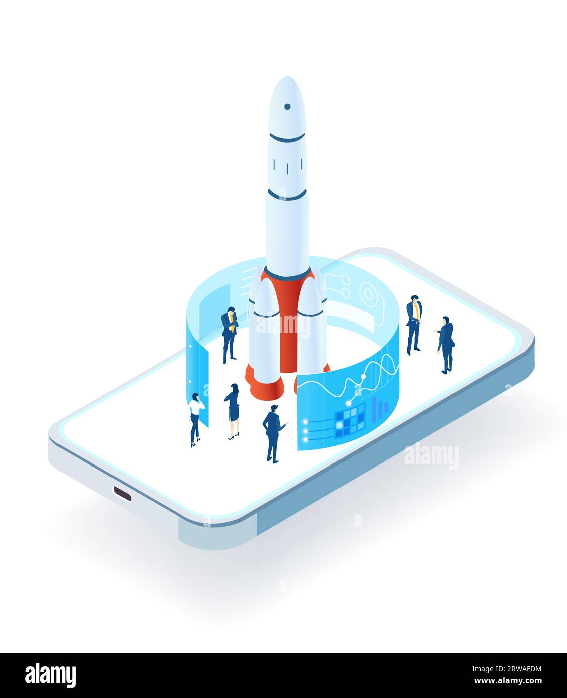 Isometric environment infographic. Business people work together next ...