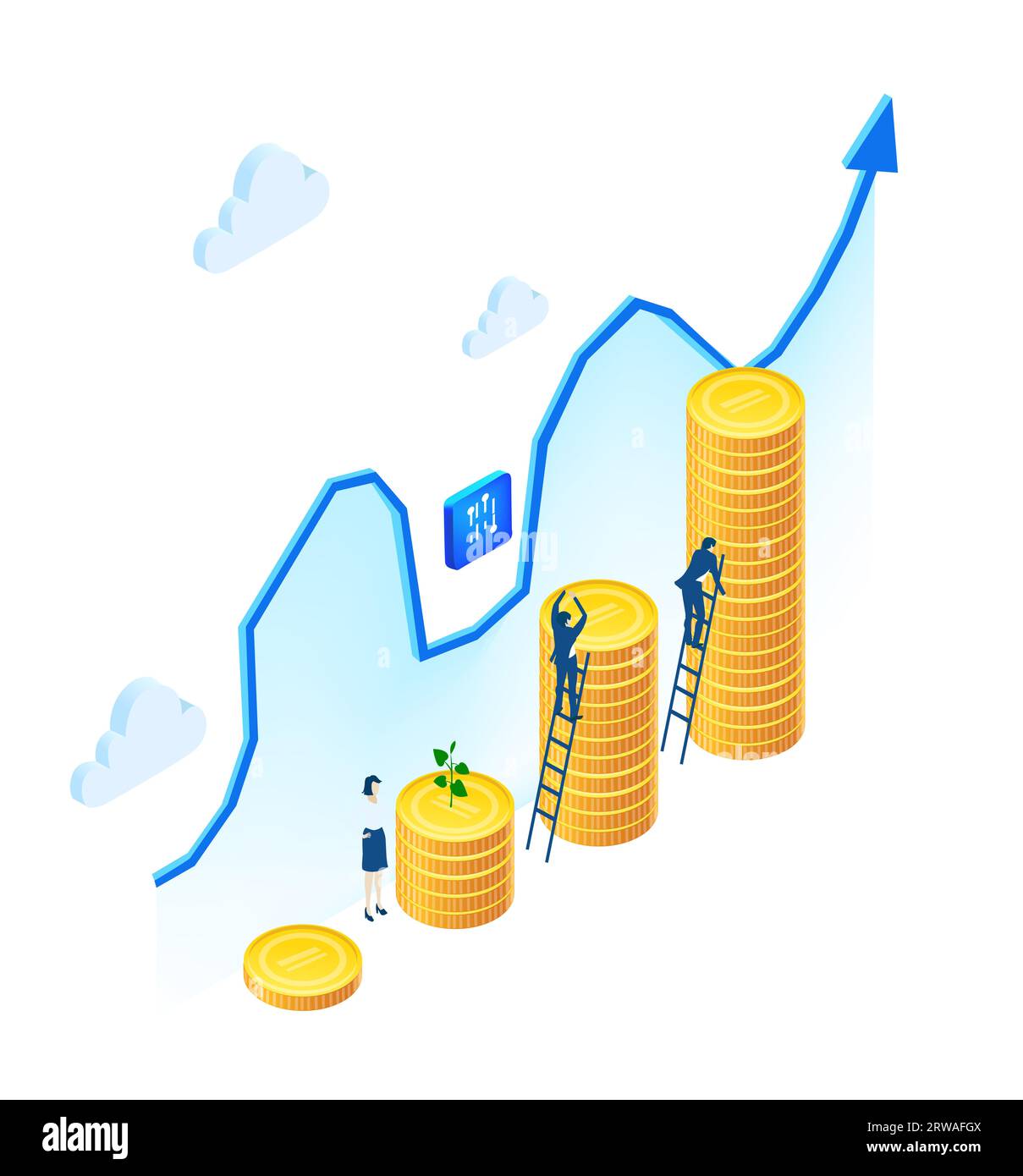 Business people reading growth graphs, financial reports, make ...