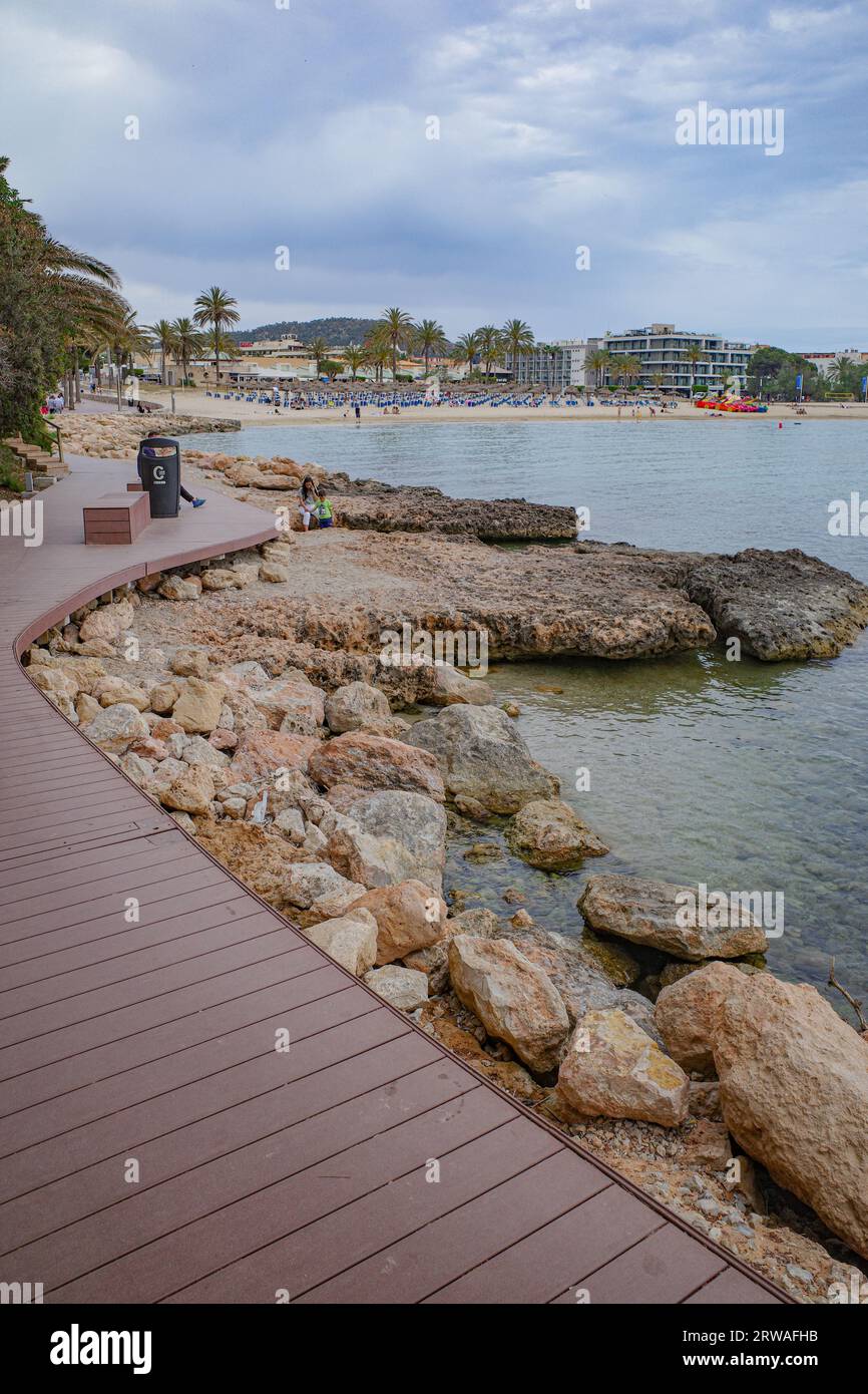 Santa Ponsa, Spain - 7 May, 2023: Beach and coastline in the tourist ...