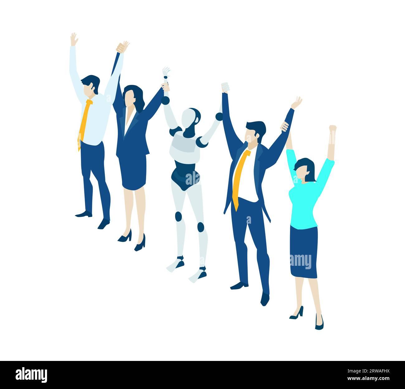 Isometric business environment. Robots and artificial intelligence ...