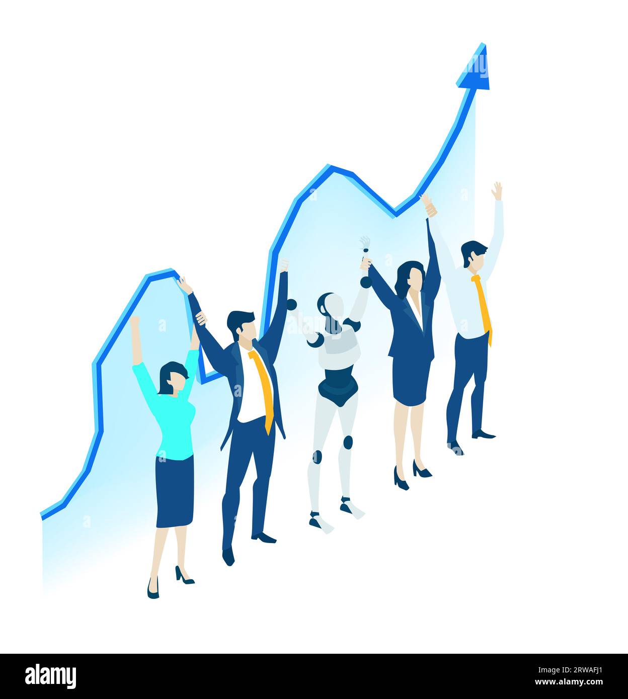 Isometric business environment. Robots and artificial intelligence ...