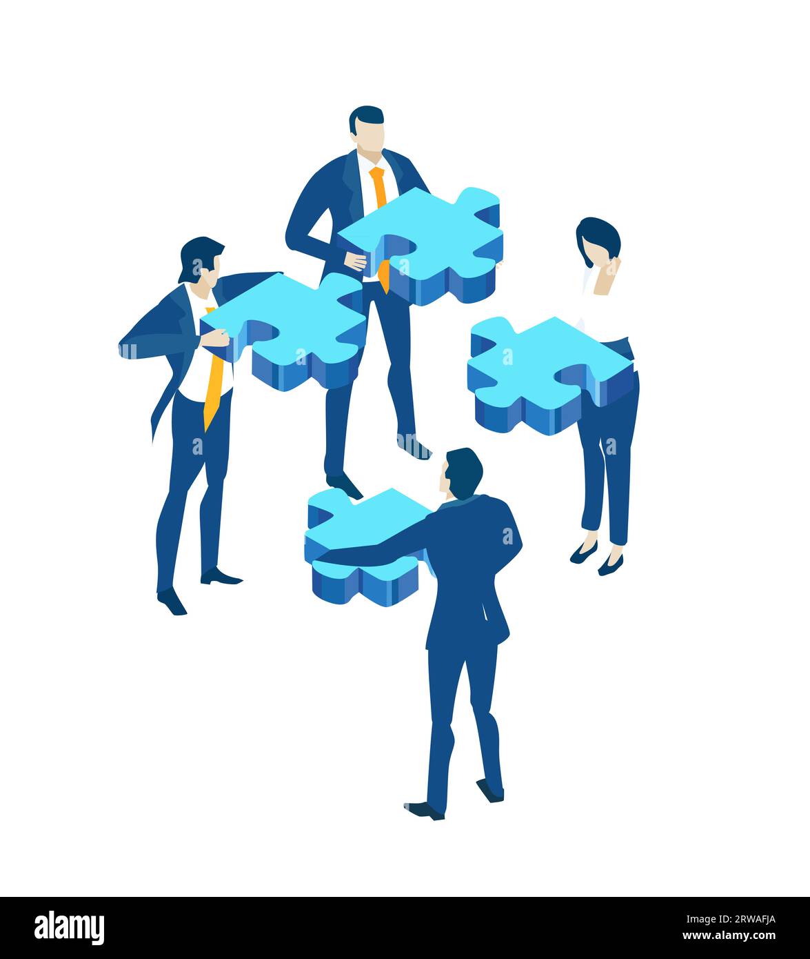 Business people working with puzzles, solving problems, find solution ...