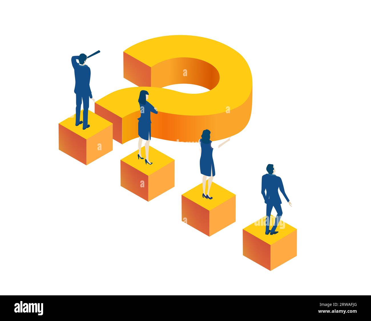 Isometric business concept environment, Business people working around ...
