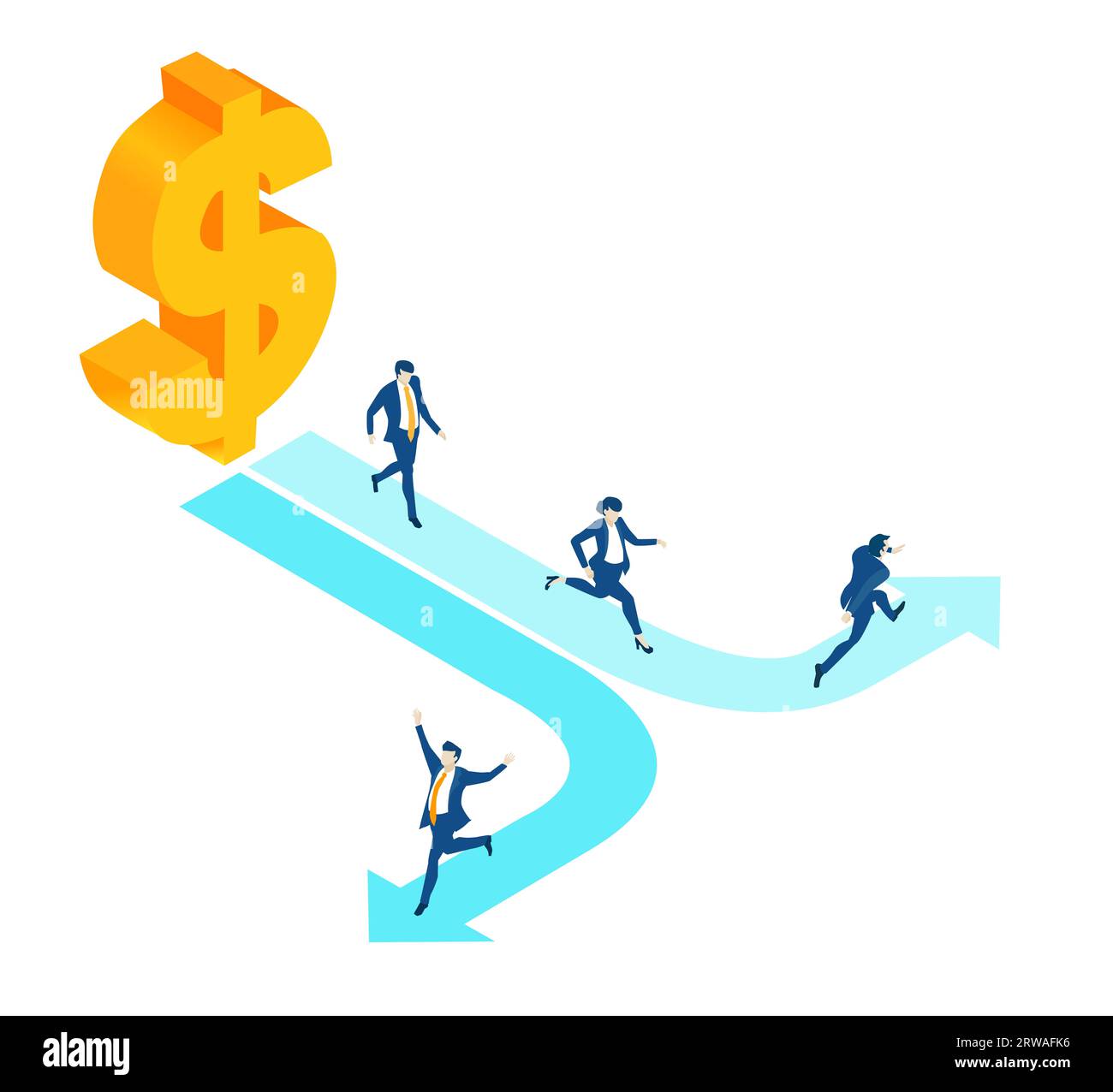 Isometric business environment with business people working together ...