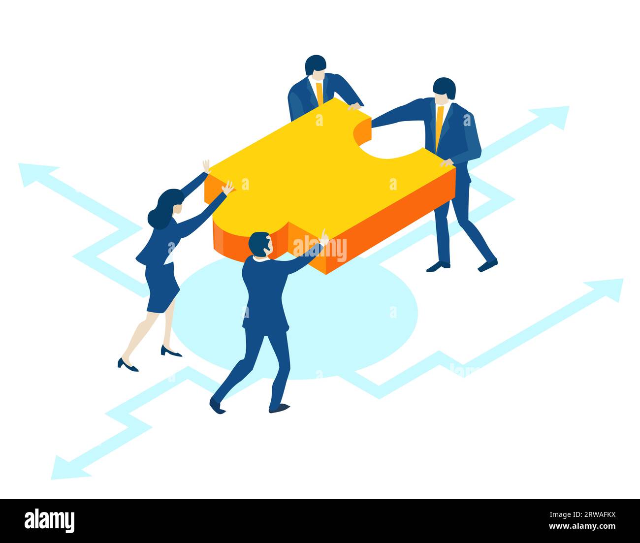 Business people working with puzzles, solving problems, find solution ... Business people working with puzzles, solving problems, find solution ...