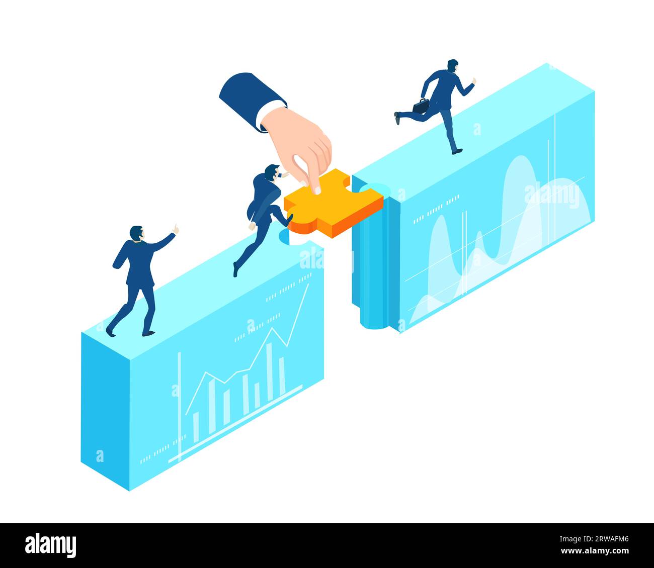 Business people working with puzzles, solving problems, find solution ...