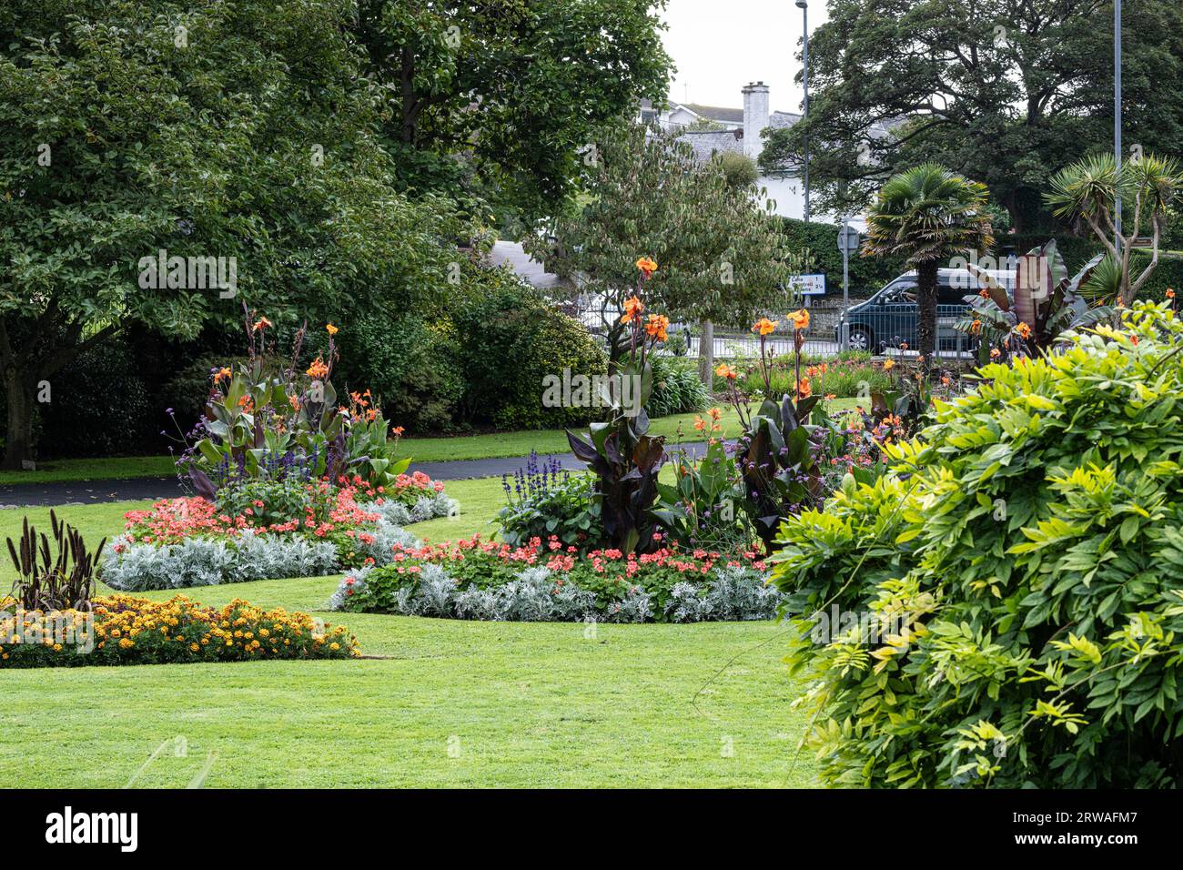 The ornamental flower beds in the award winning Trenance Gardens in ...