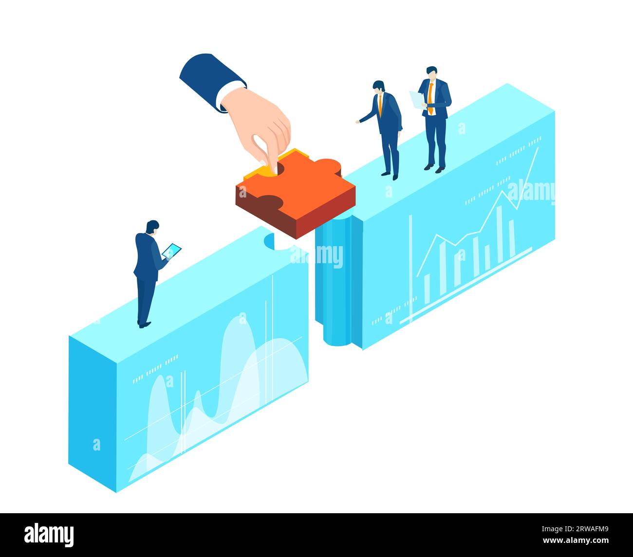 Business people working with puzzles, solving problems, find solution ...