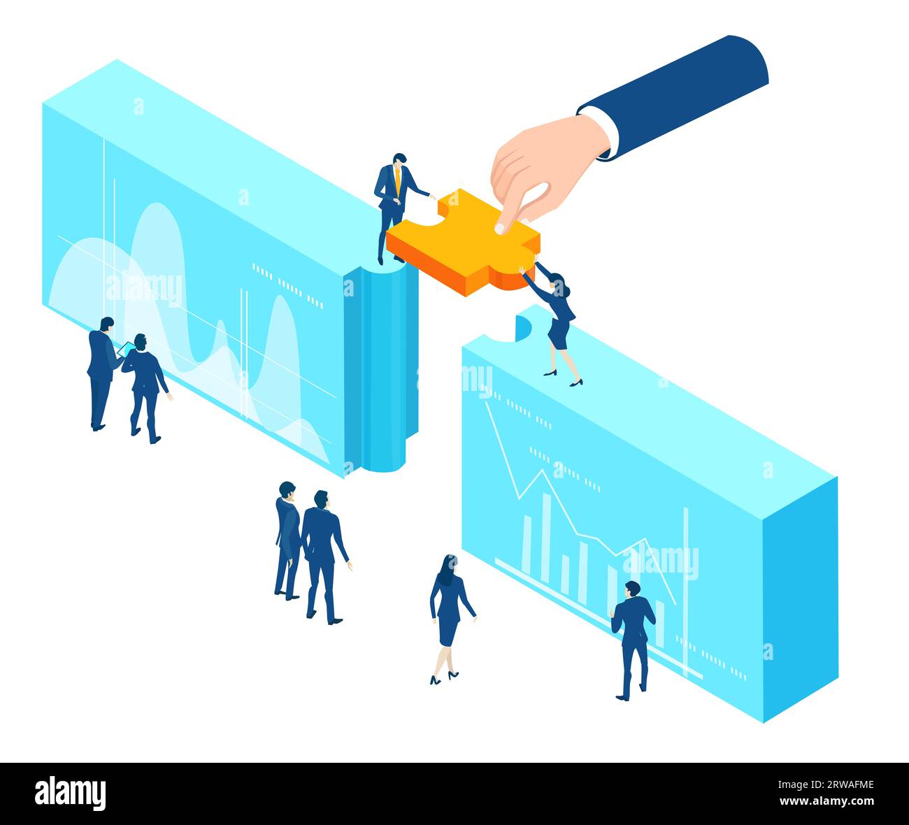 Business people working with puzzles, solving problems, find solution ...