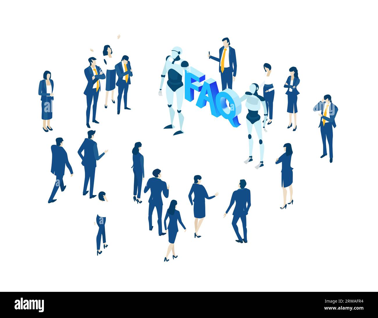 Isometric Business Environment Robots And Artificial Intelligence Concept Business People 