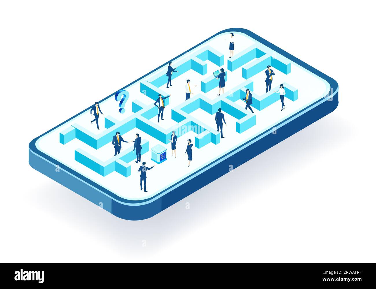 Isometric 3D labyrinth business environment. Business management ...