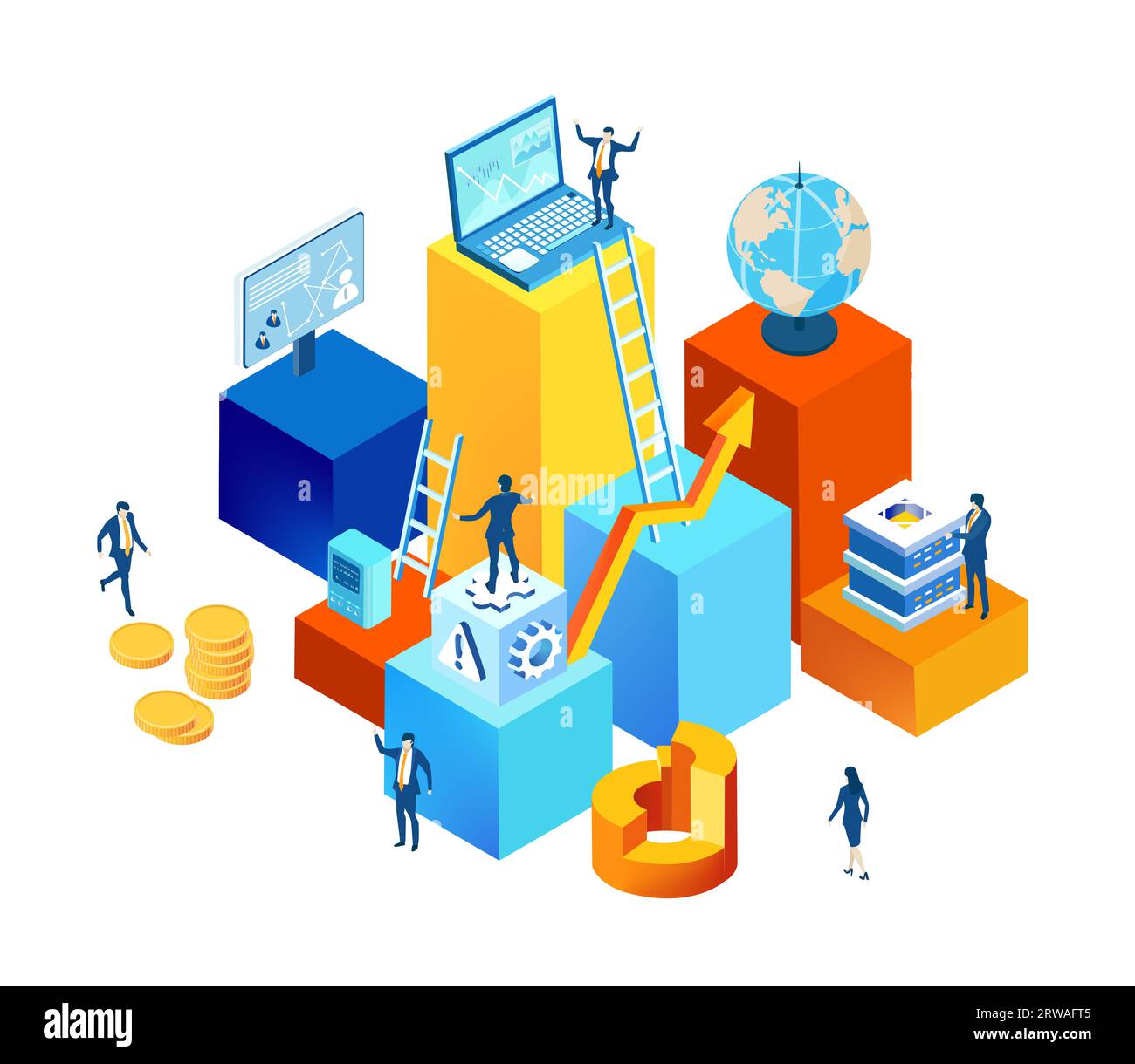 Business people reading growth graphs, financial reports, make ...