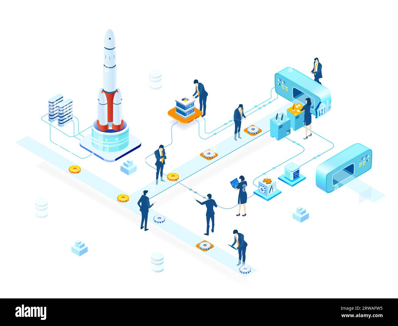 Isometric environment infographic. Business people work together next ...