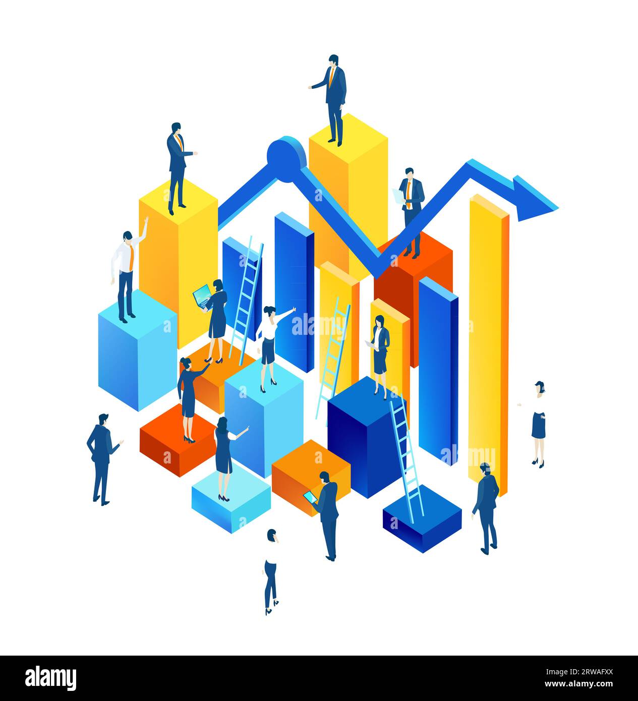 Business people reading growth graphs, financial reports, make ...