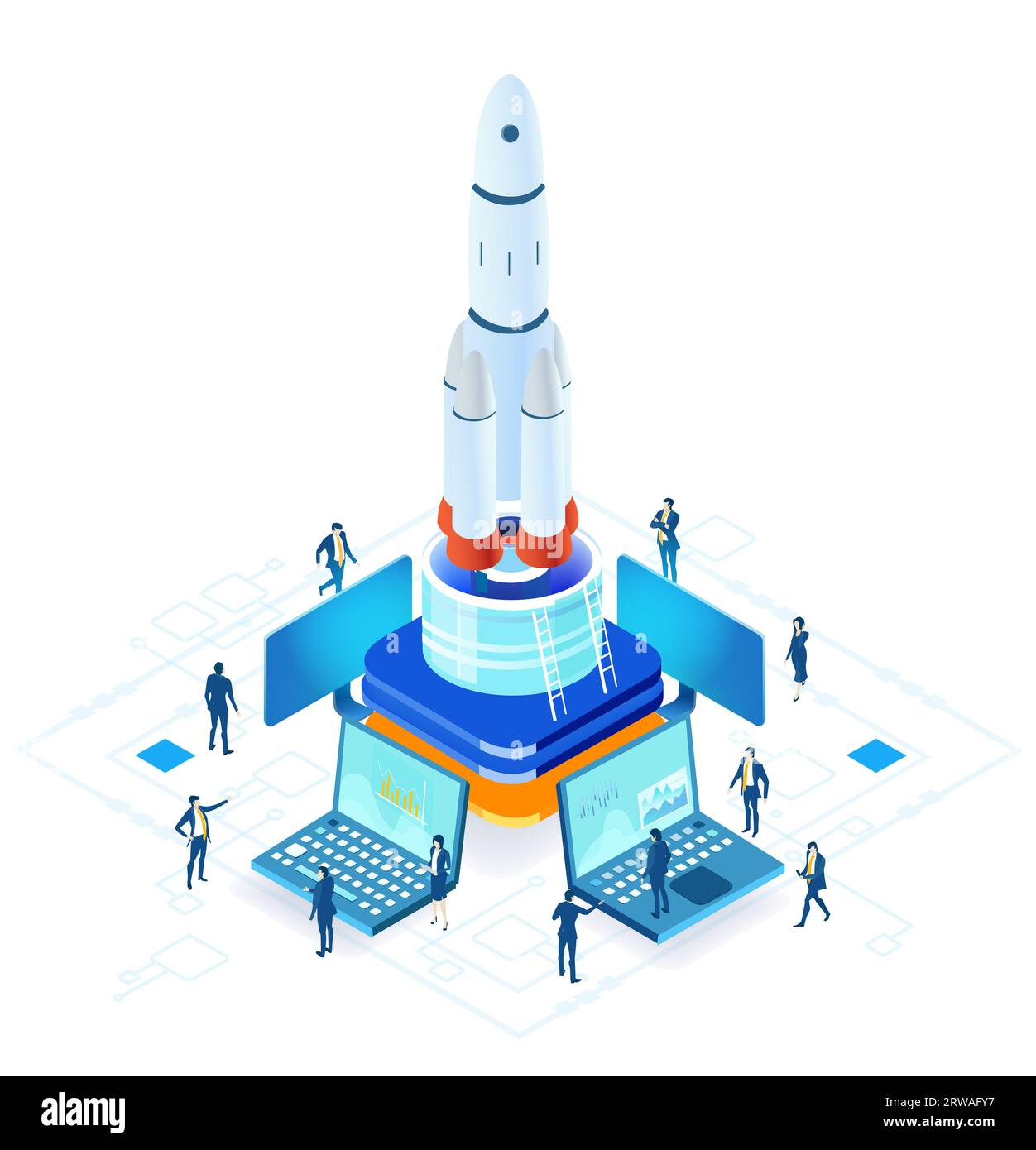 Isometric environment infographic. Business people work together next ...