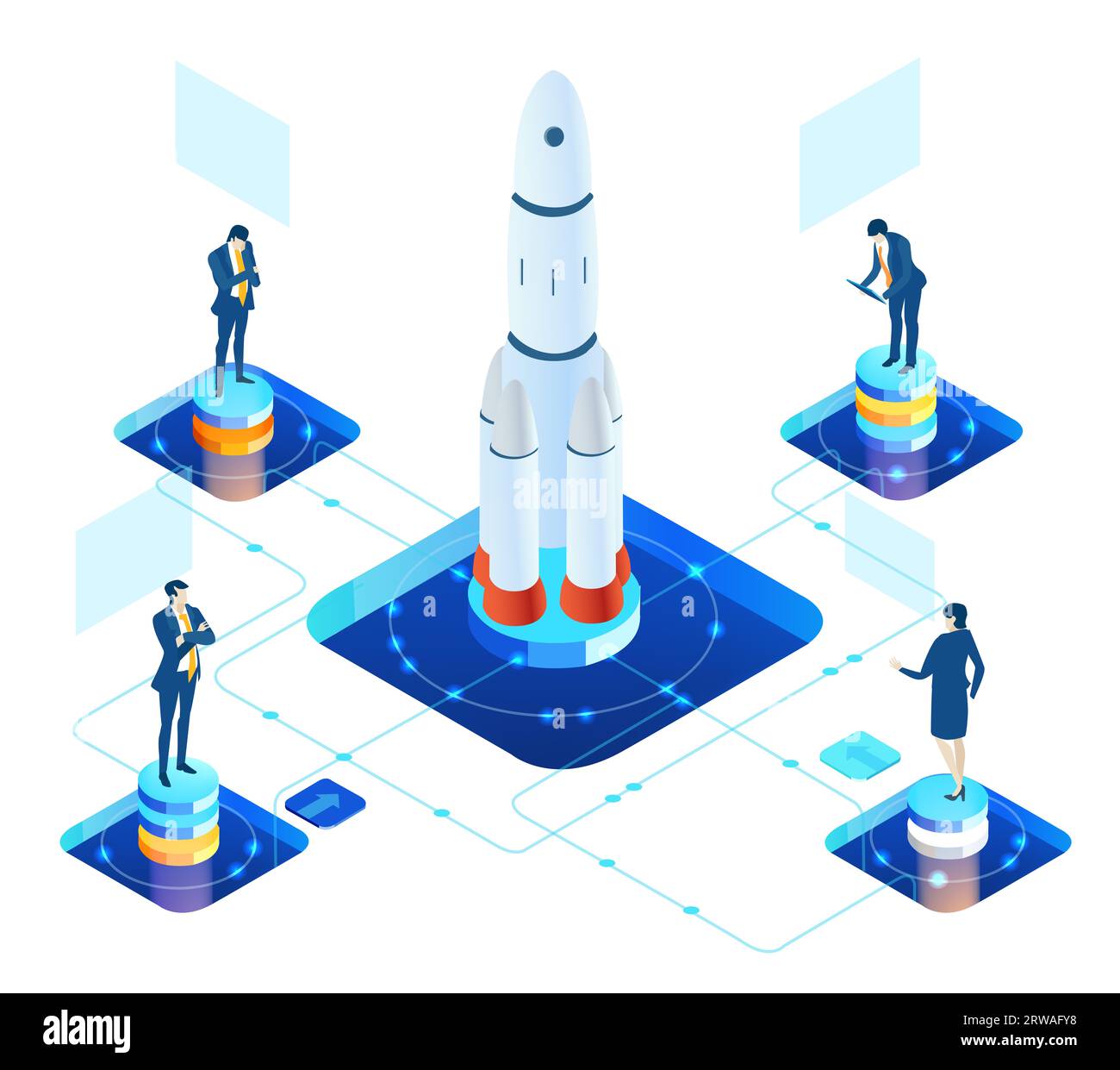 Isometric environment infographic. Business people work together next ...