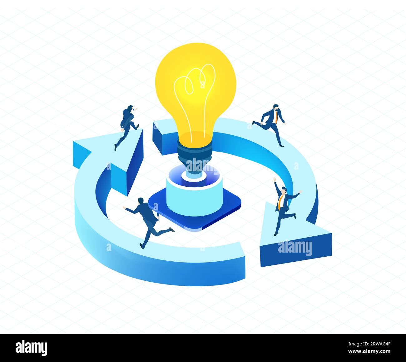 Business management. Isometric office space, business people work ...